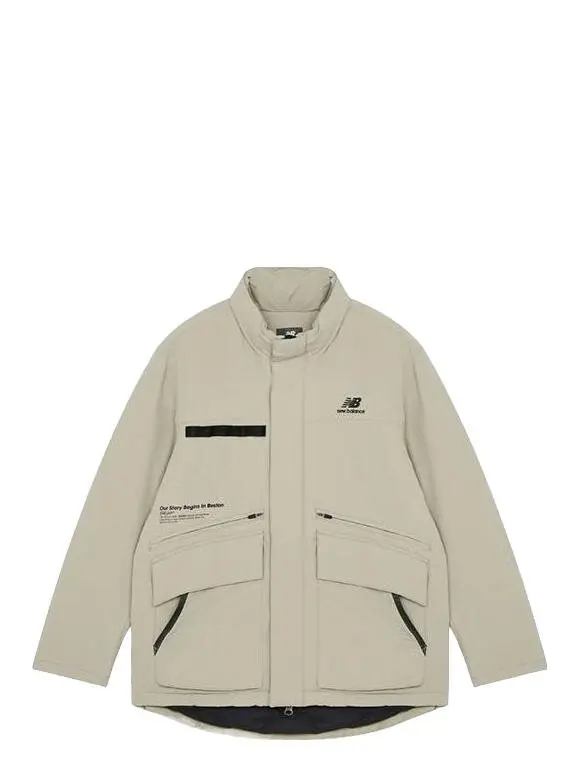 NEW BALANCE Logo Down Jacket - Beige/black