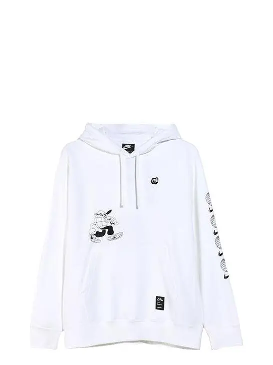 Nike Cartoon Printing Fleece Lined Sports Hoodie - White