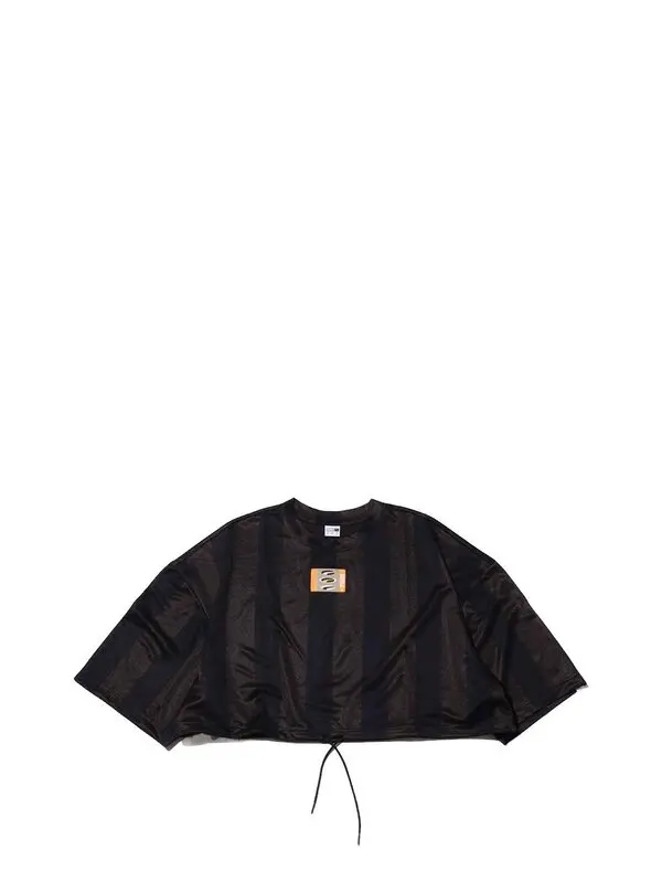PUMA Striped Cropped T-shirt With Drawstring Hem - Black