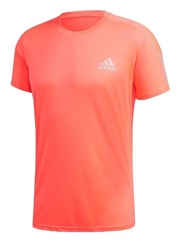 Adidas Own The Run Tee Running Sports Reflective Stripe Round Neck Short Sleeve Pink Red - Dark Pinkred