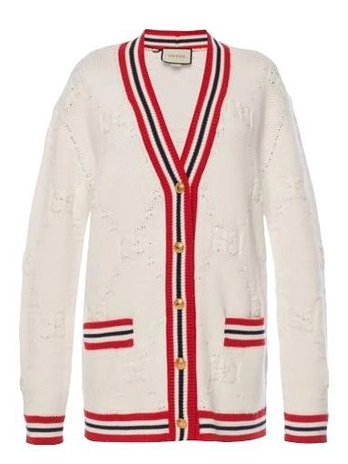 Gucci Sylvie Web Knit Cardigan - White