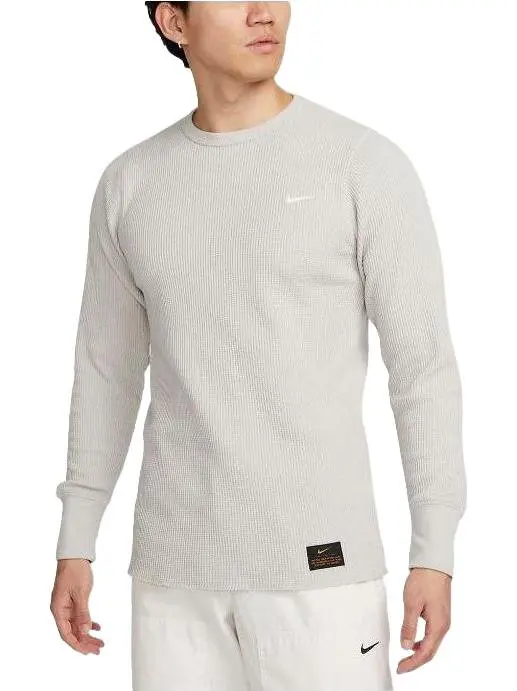 Nike Long Sleeve Textured Crewneck Top - Grey