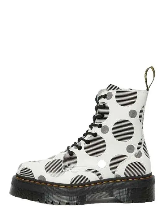 Dr. Martens Jadon Polka Dot Leather Platform Boots - White/black