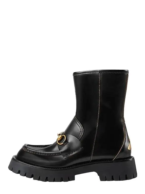 Gucci Horsebit Embellished Ankle Boots - Black