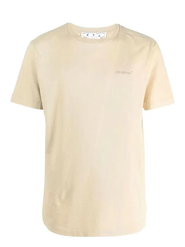 Off-White Fw22 Back Stripe Printing Round Neck Short Sleeve Ordinary Version Light Brown T-shirt - Default Color