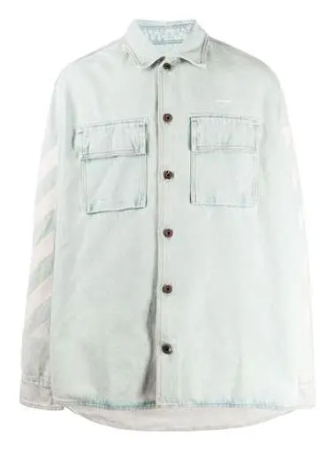 Off-White Printed Denim Jacket - Blue