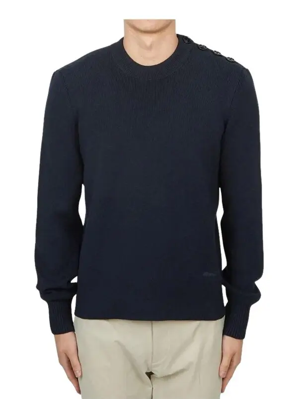 AMI Paris Cotton Merino Wool Knit Sweater - Navy