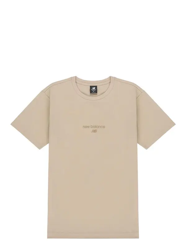 NEW BALANCE Logo Embroidered Knit Sports Round Neck Short Sleeve Light T-shirt - Grey
