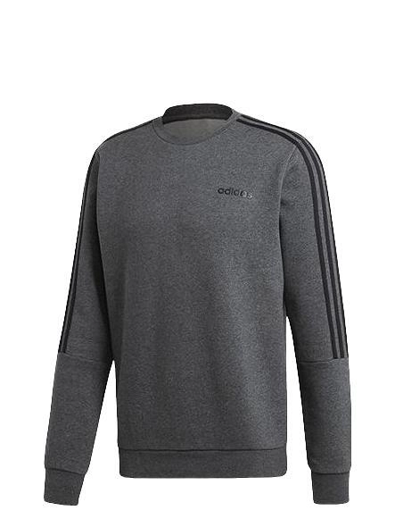 Adidas Crew 3s Side Stripe Round Neck Sweatshirt - Gray