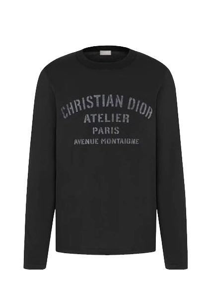 Dior Long Sleeve Crewneck With Alphabet Logo - Black