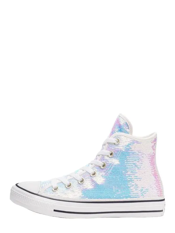 CONVERSE Chuck Taylor All Star High Top Sequined Sneakers - Silver/white