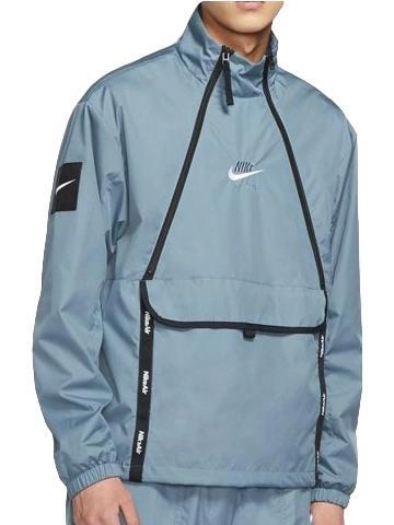 Nike Woven Reflective Logo Stand Collar Jacket - Linen/light Bone/sail