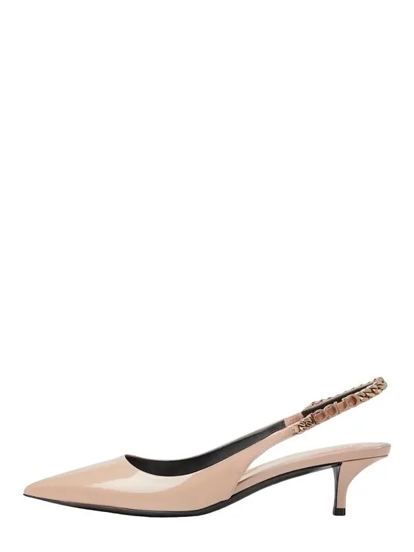 Gucci Pointed Toe Patent Leather Slingback Heels - Light Beige
