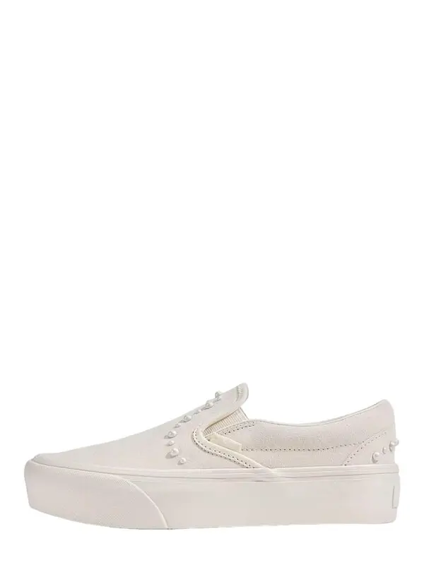 VANS Classic Slip-on Platform Sneakers With Embellishments - Marshmallow White