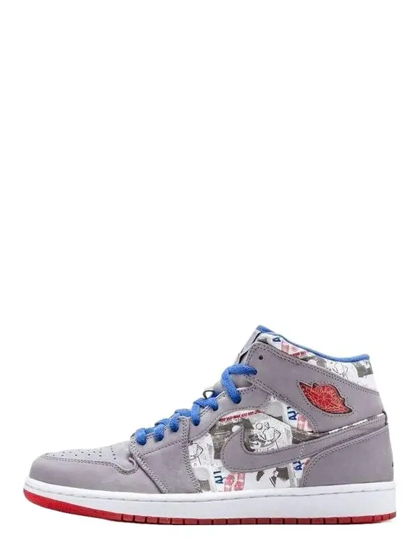 JORDAN 1 Retro Ls 'stealth' Sneakers - Grey/white/red