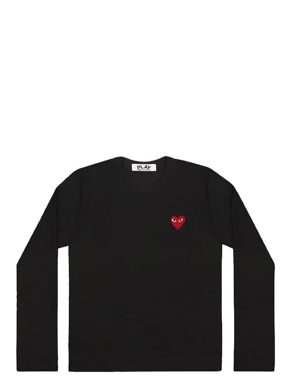 Play Comme Des Garcon Long Sleeve T-shirt With Heart Appliqu - Black