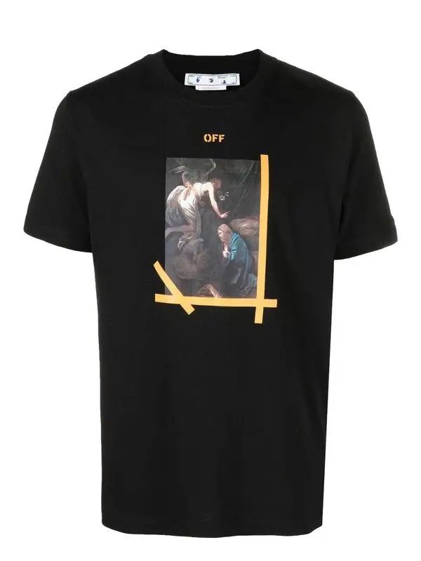Off-White Caravaggio Printed Cotton T-shirt Black - Black/white