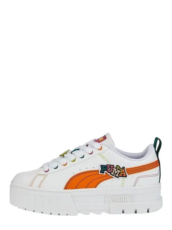 PUMA Mayze Pierced Platform Sneakers - White/orange/green