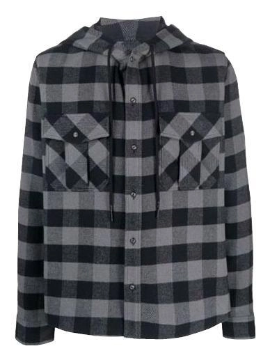 Off-White Arrow Flannel Plaid Crossover Long Sleeves Shirt - Black