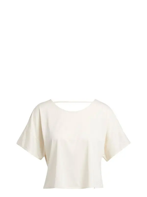 Adidas Primeblue Back Hollow Out Round Neck Short Sleeve Top - Creamy