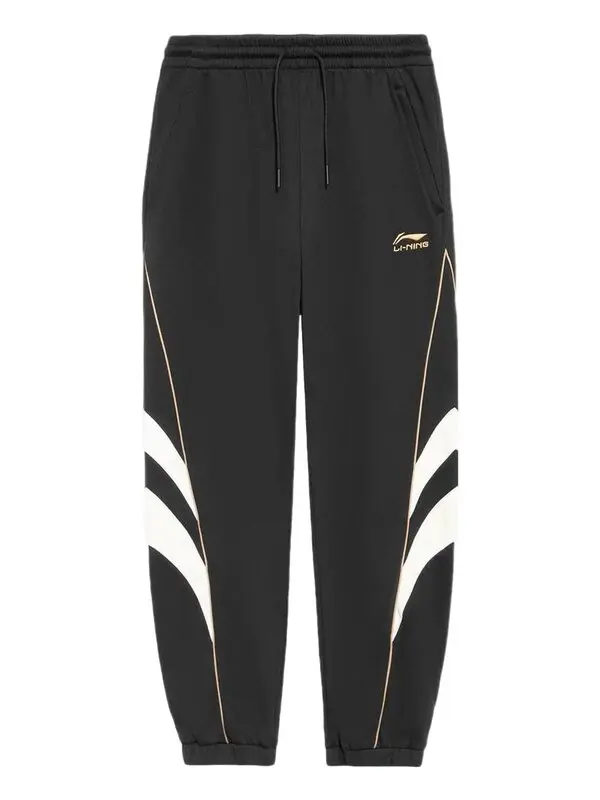 LI-NING Color Block Graphic Sweatpants 'black White - Black/white/yellow