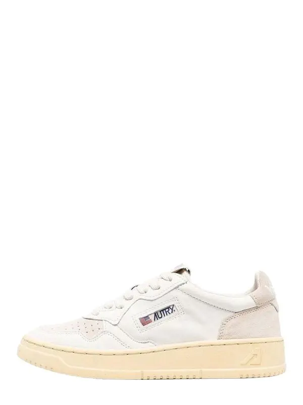 AUTRY Medalist Leather And Suede Sneakers - White/beige