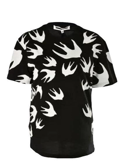 Alexander McQueen Black Swallow Print T-shirt - Black/white