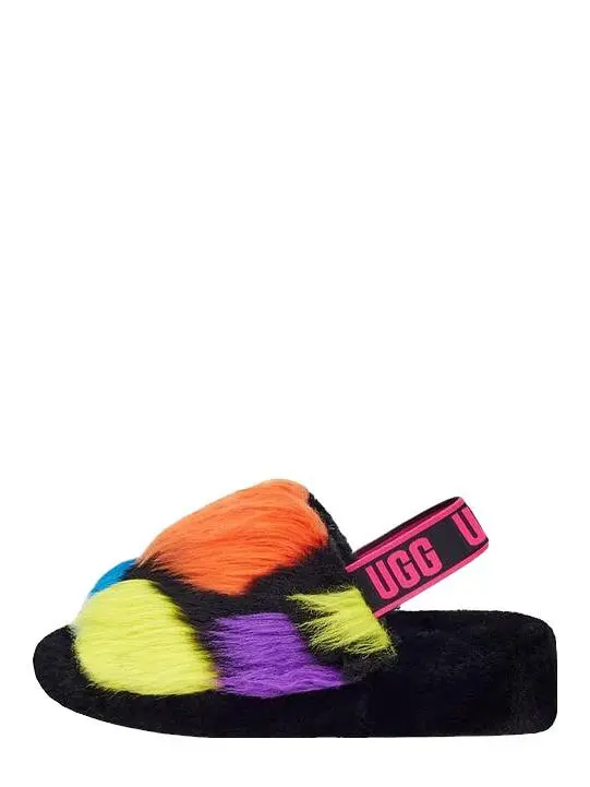 UGG Fluff Yeah Party Spots Slipper - Black/pink