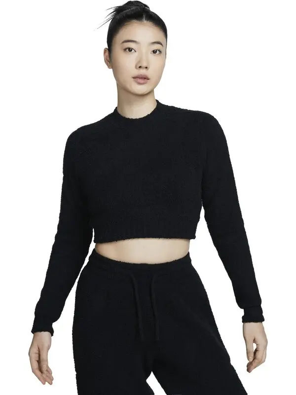 Nike Phoenix Cosy Boucle Long Sleeve Knit Top - Black