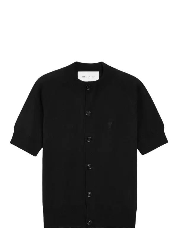 AMI Paris Wool Short Sleeves Cardigan - Black