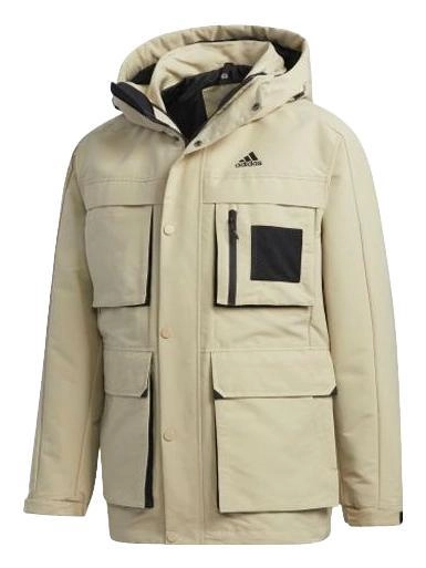 Adidas 3-in-1 Down Jacket With Detachable Hood And Multiple Pockets - Brown