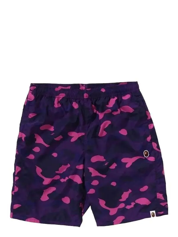 A BATHING APE Color Camo Ape Head Beach Shorts - Purple