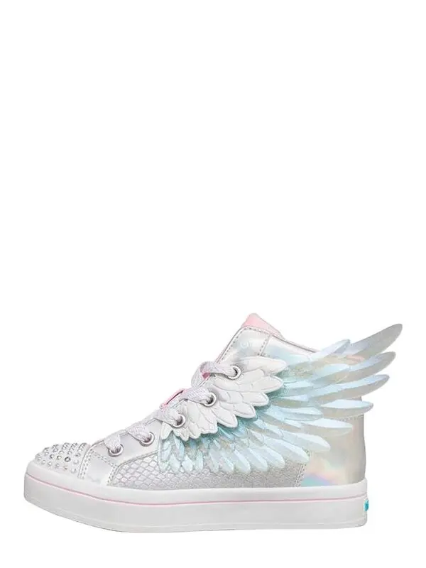 Sketchers Twi-lites 2.0 High Top Sneakers With Embellished Toe And Wing Detailing - Silver/pink