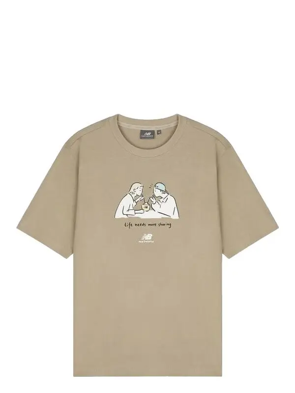 NEW BALANCE Graphic Print T-shirt - Beige/white