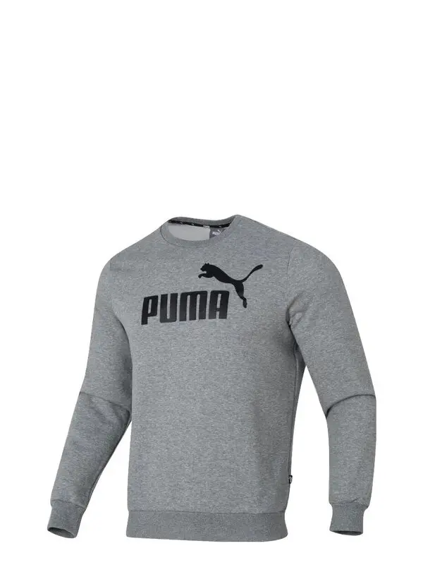 PUMA Letter Print Fleece Pullover Sweatshirt - Grey/black