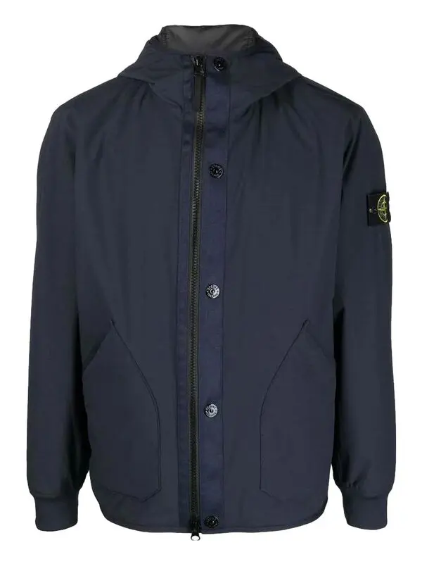 Stone Island Zip-up Hooded Jacket - Navy