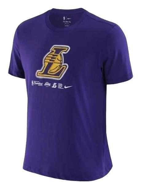 Nike Logo Alphabet Round Neck Short Sleeve Los Angeles Lakers Purple T-shirt - Default Colorway