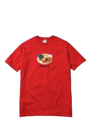 Supreme Ss18 Chicken Dinner Tee Food Printing Short Sleeve - Red