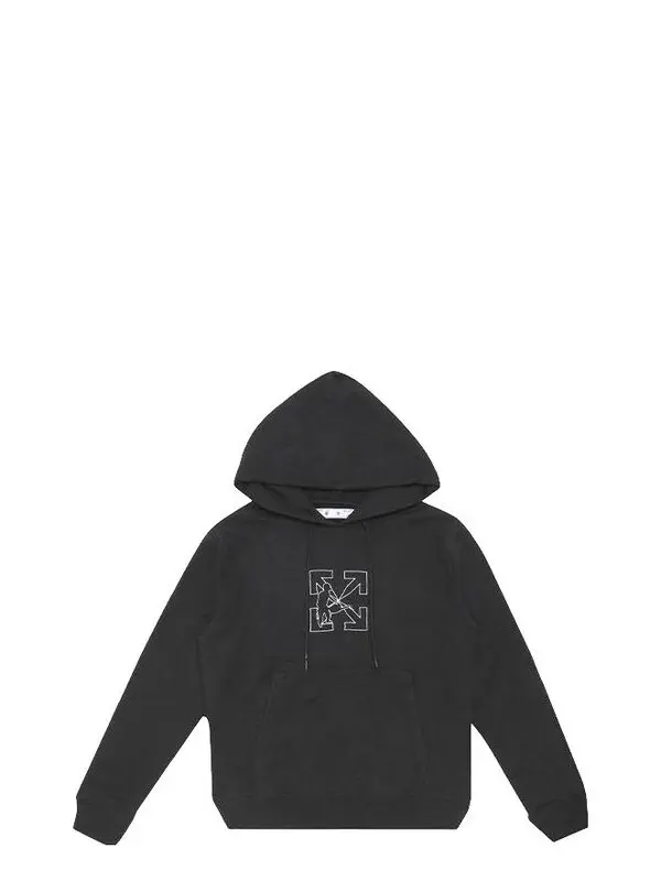 Off-White Embroidered Hooded Pullover - Black