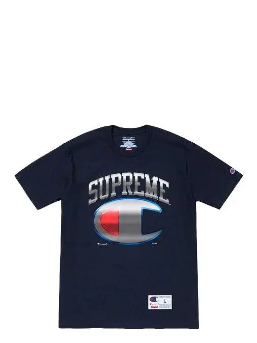 Supreme Ss19 X Champion Chrome S/s Top - Blue