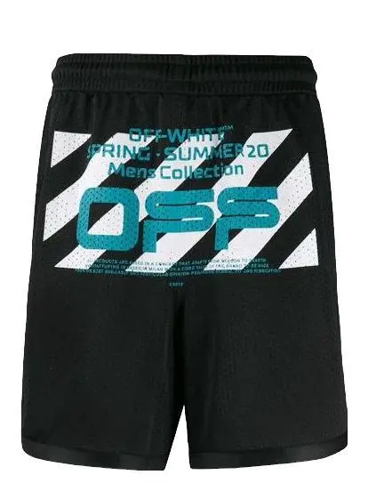 Off-White Wavy Line Mesh Shorts - Black