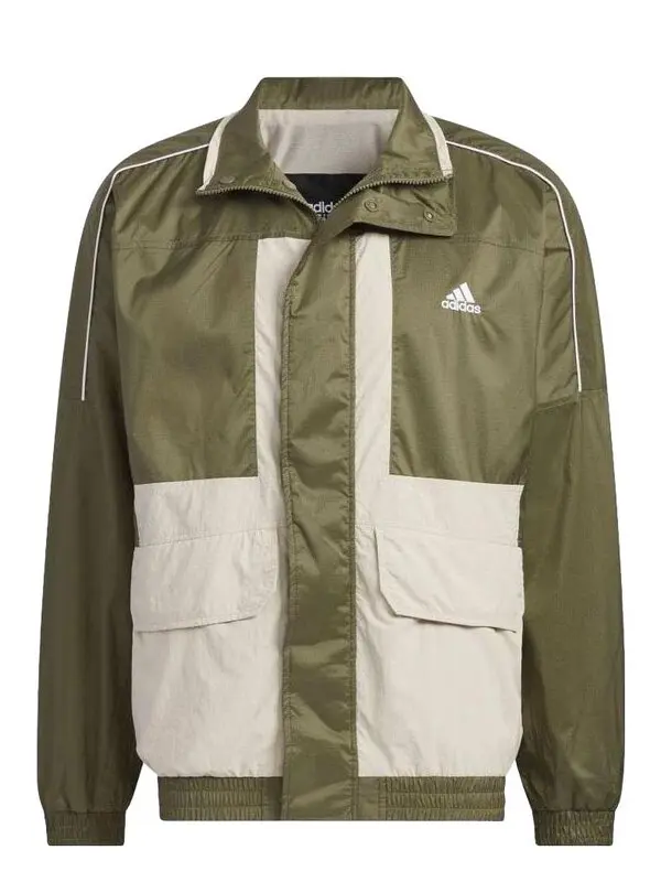 Adidas Oversized Fit Woven Full Zip Jacket - Green/white/multi-color