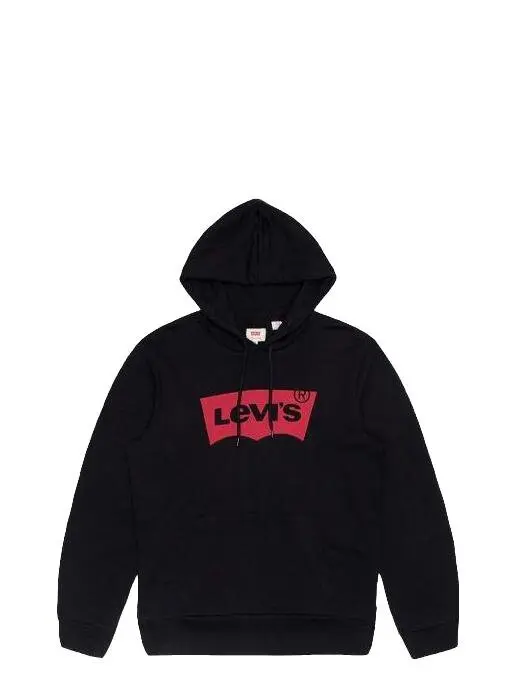 LEVI'S Logo Drawstring Hoodie - Black