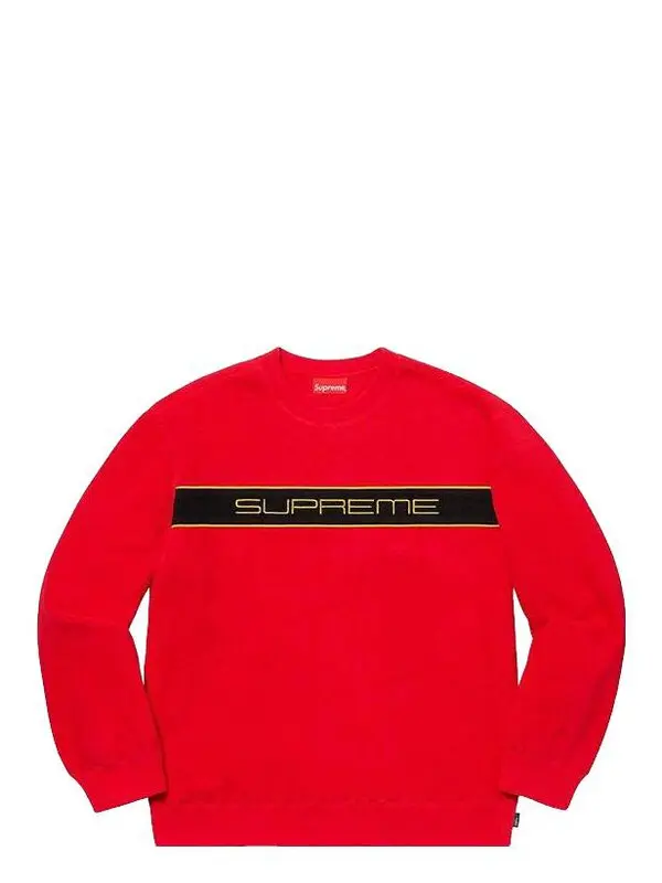 Supreme Embroidered Logo Fleece Round Neck - Red