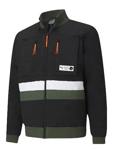 PUMA Parquet Quilted Puffer Basketball Jacket - Black/green/white