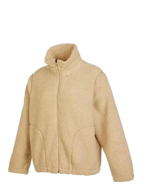 Adidas Fleece Zip-up Jacket With Stand Collar And Logo Detail - Tan