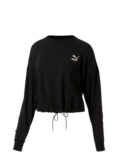 PUMA Cropped Pullover With Logo Detailing - Black