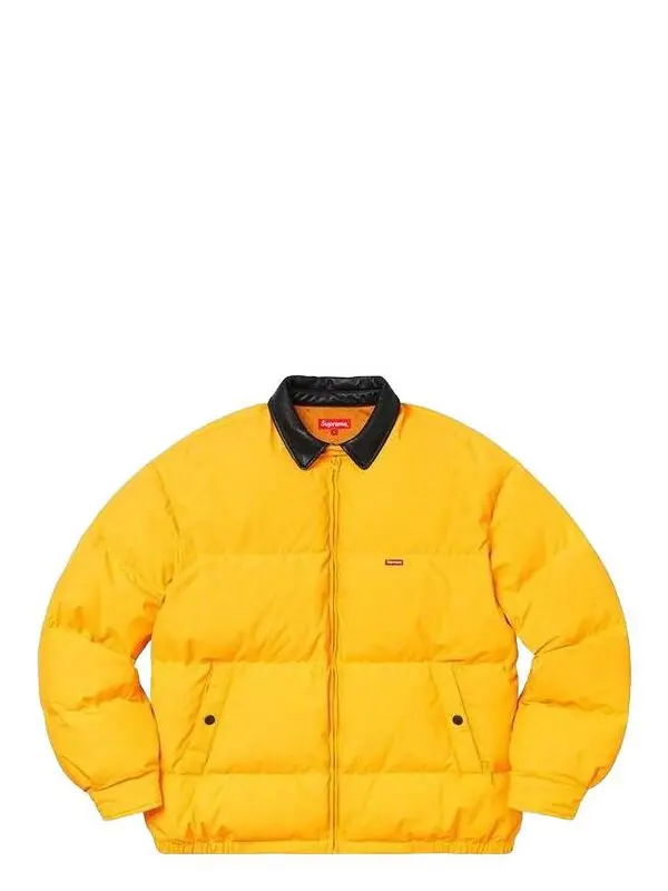 Supreme Leather Collar Puffy Jacket - Yellow