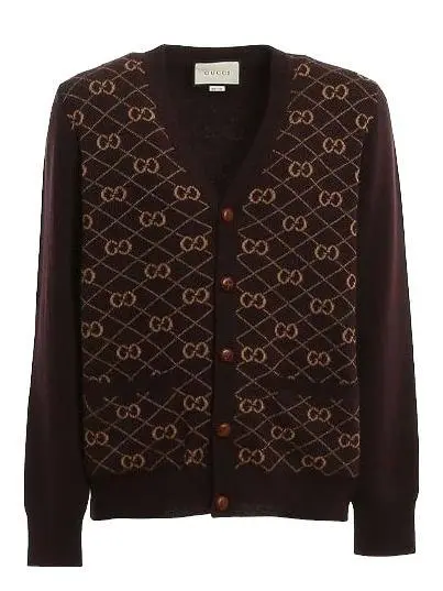 Gucci Gg Jacquard Alphabet Pattern Knitwear Cardigan - Colorblock