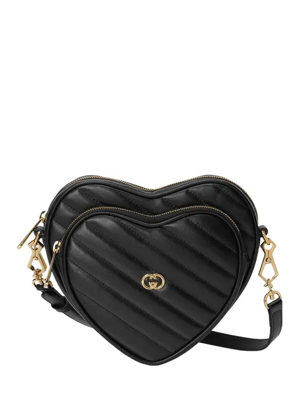 Gucci Interlocking G Heart Shoulder Bag - Black